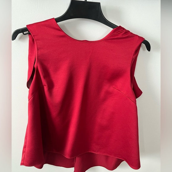 Tops | Gorgeous Scarlet Red Silk Top Open Back With Flutter Cape | Poshmark